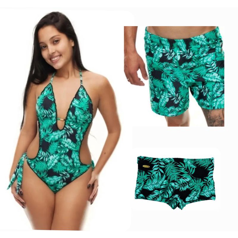 Kit Família Maiô Ripple Mãe Bermuda Pai E Sunga Filho Moda Praia | Shopee Brasil