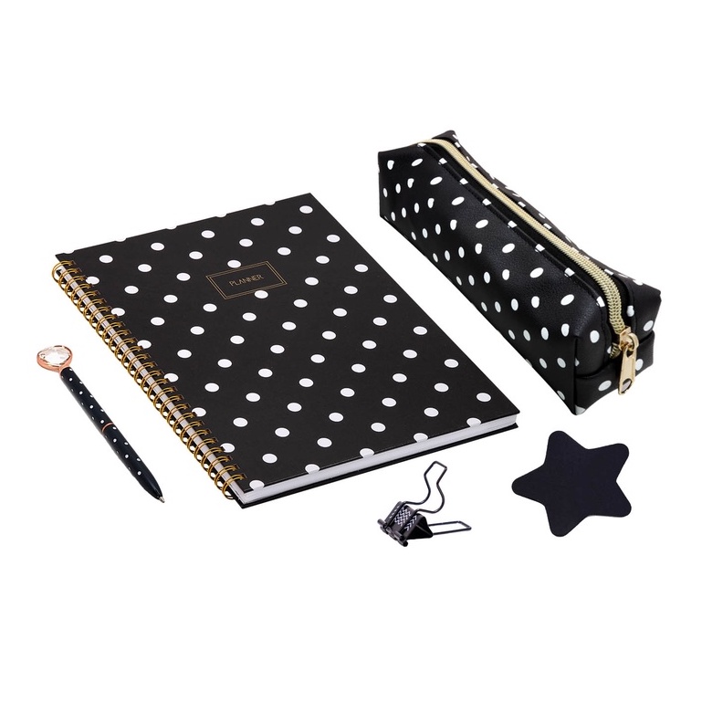 Planner BRW + Estojo BRW + Caneta Luxo Metal + Binder Clip + Bloco ...