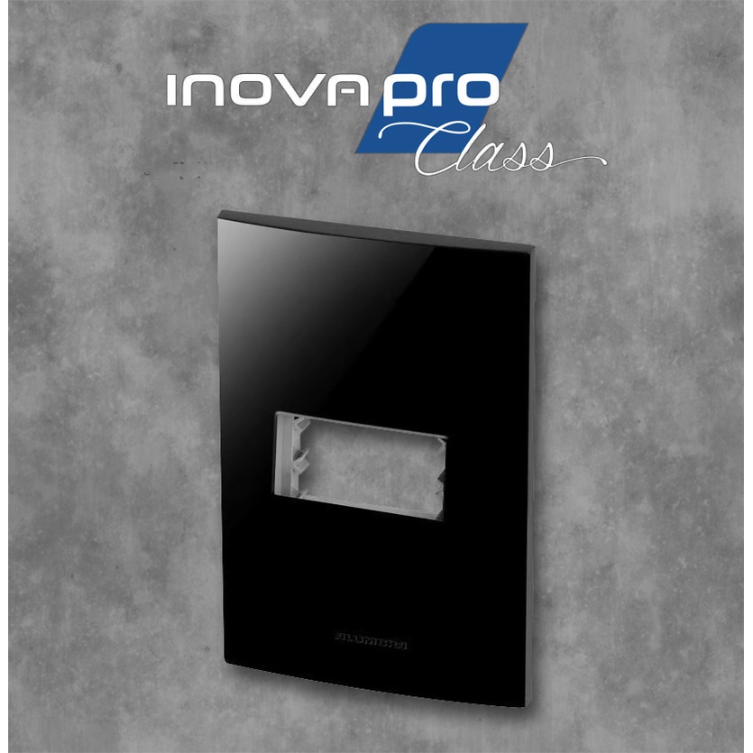 Placa 4x2 1 Módulo Horizontal Linha Inova Pro Class Preto Brilhante ...