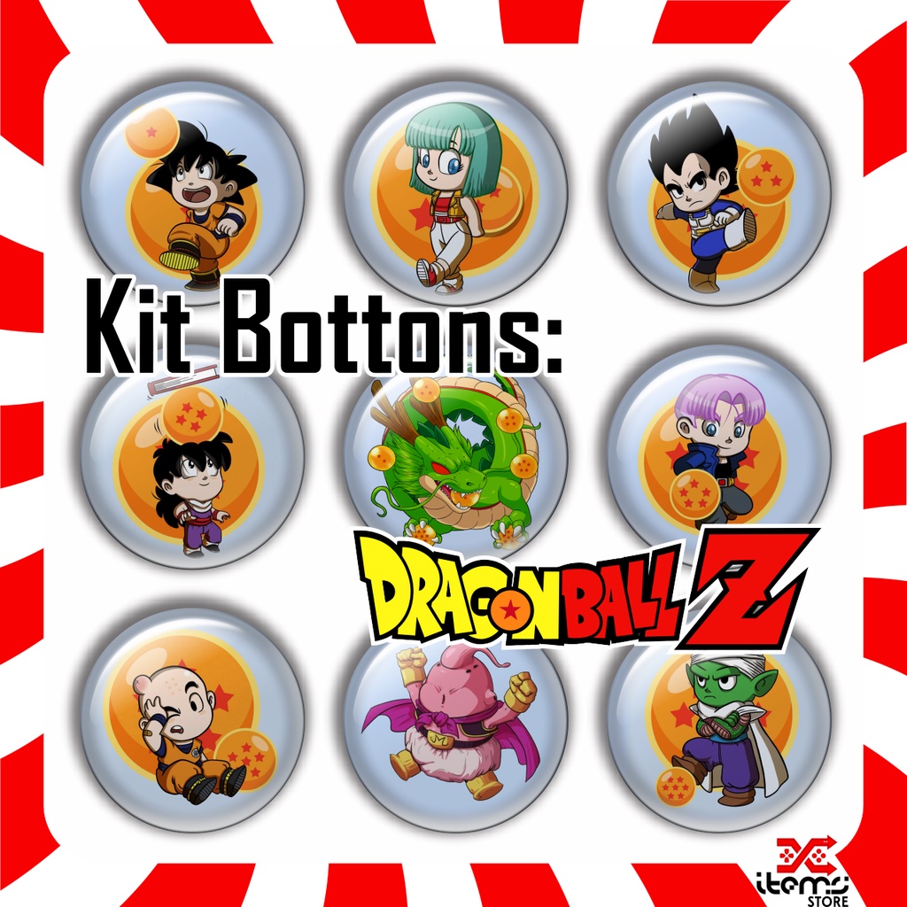 Kit 9 Bottons Dragon Ball Z - Esferas do Dragão - Goku - Shenlong ...