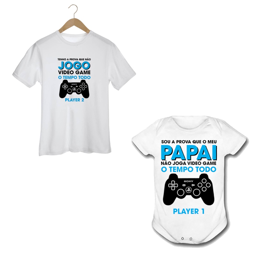 Dia dos Pais Papai Gamer Camisas e/ou Body Infantil | Shopee Brasil