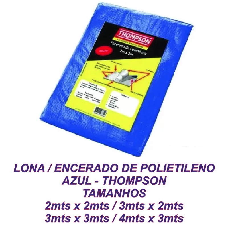 Lona Encerado Azul com 2x2mts, 3x2mts, 3x3mts e 4x3mts - THOMPSON ...