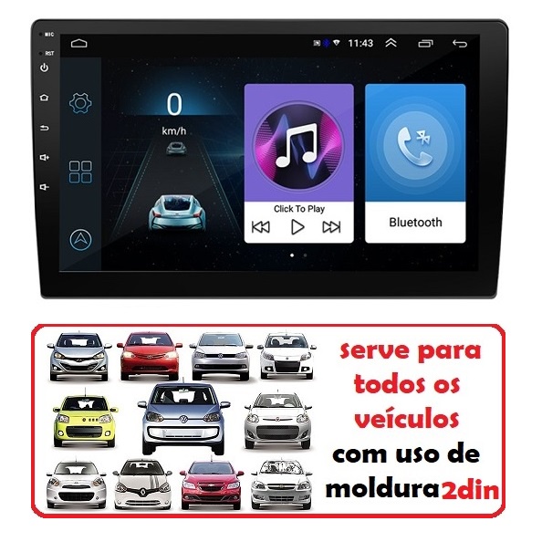 MP5 Multimidia 2Din 10 Polegadas Android, WIFI, 1GB/16GB, USB, GPS, Bluetooth | Shopee Brasil
