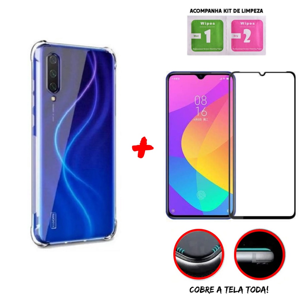 Kit Capinha Transparente Anti-Impacto Para Xiaomi Mi 9 Lite + Película 3D de Vidro | Shopee Brasil