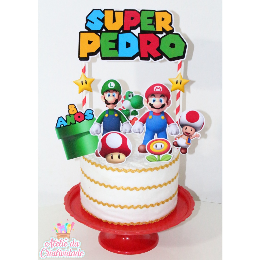 Topo Topper de Bolo Mario Bros | Shopee Brasil