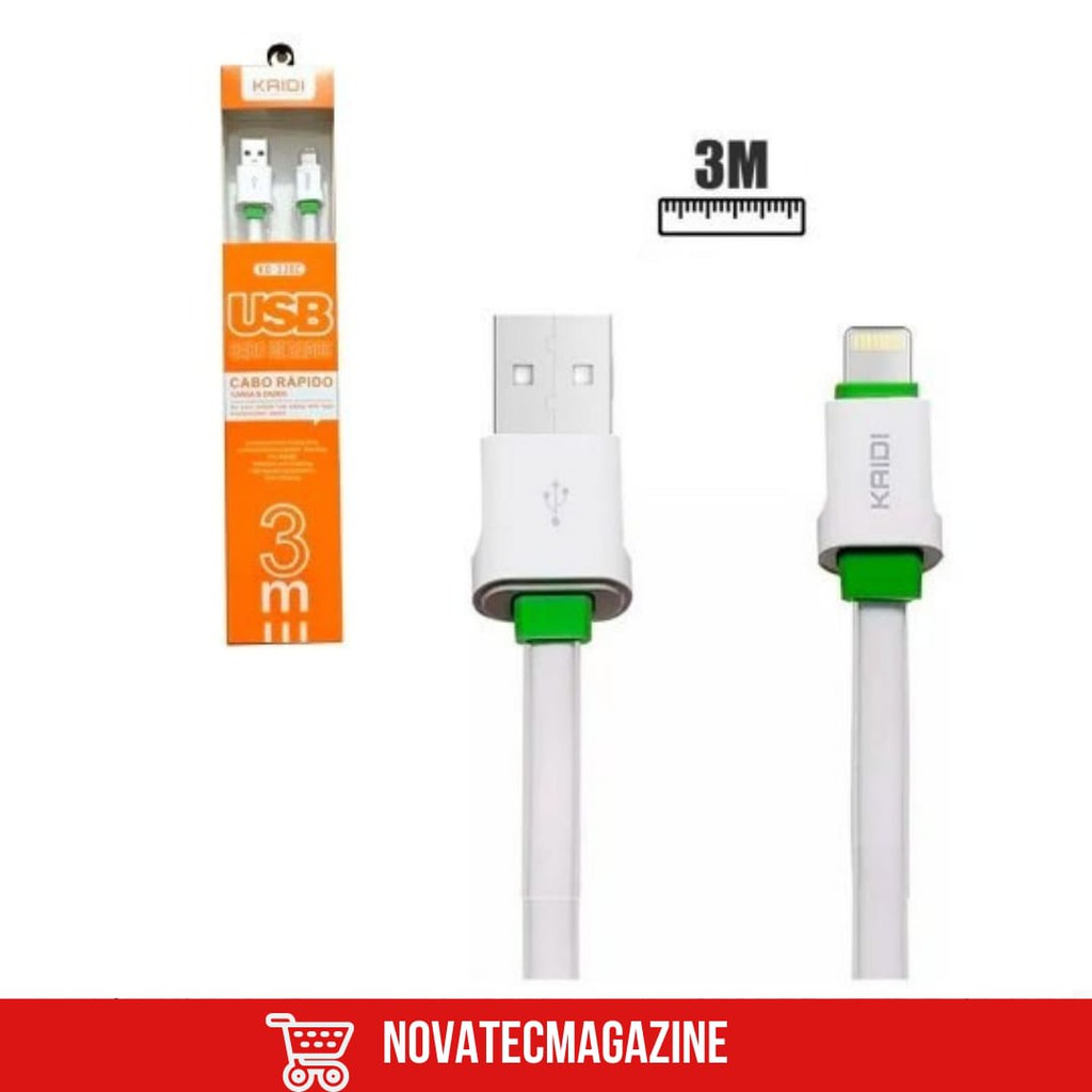 Cabo Ios Kaidi 3 Metros Cabo reforçado Cabo com qualidade Compatível ...