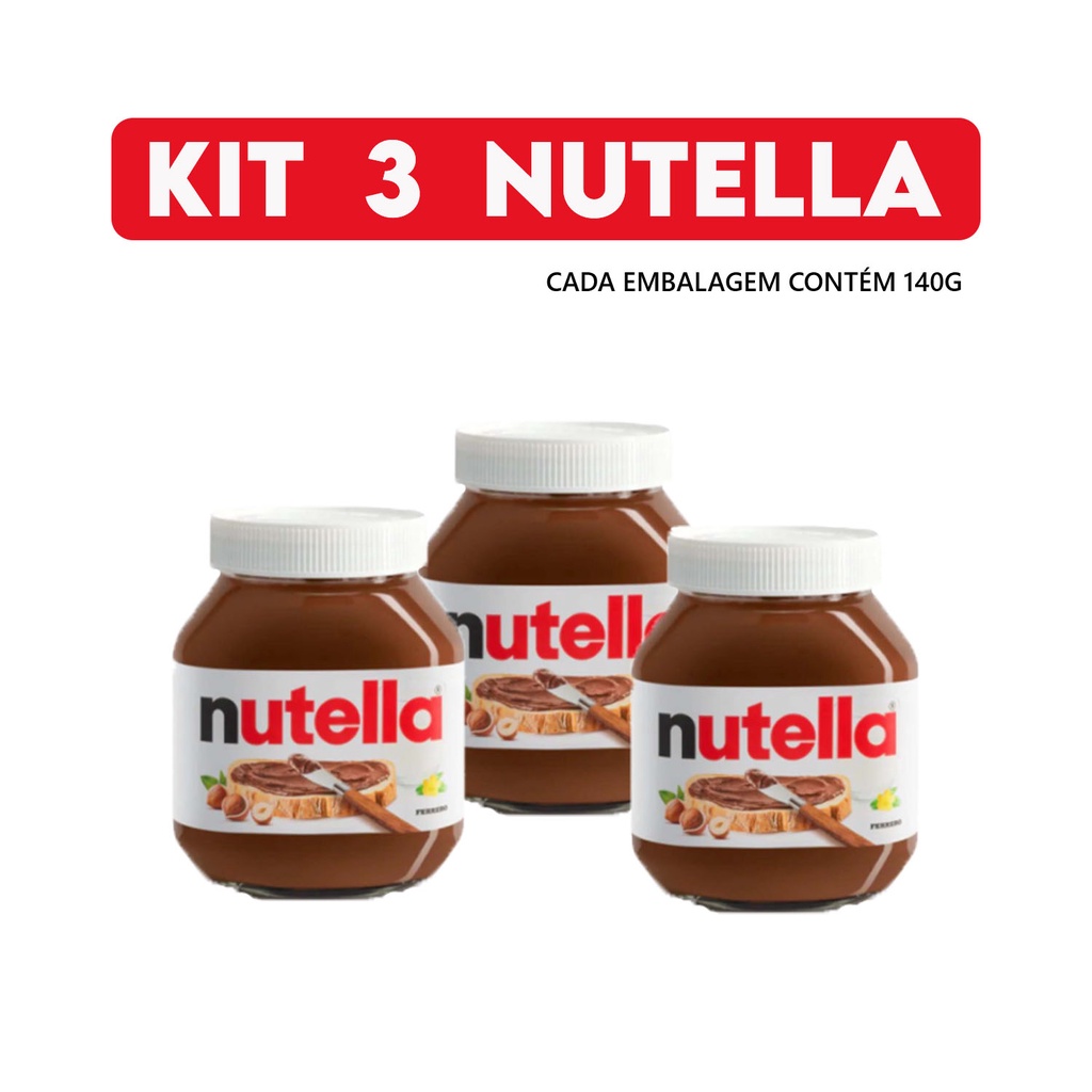 Kit Com 3 Nutella Creme de Avelã com Cacau Pote 140g Ferrero Original ...