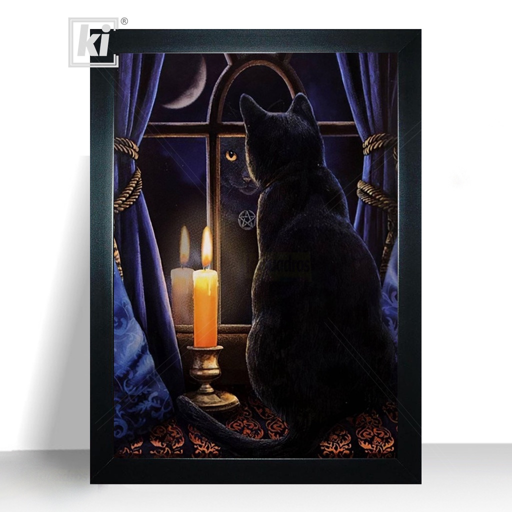 Quadro Gato Mistico Arte Sobrenatural Wicca 44cm | Shopee Brasil