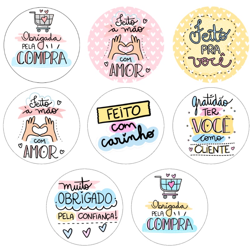 150 Adesivos Etiqueta Tag Agradecimento Encomenda Cliente - Feito pra você - Obrigado pela ...