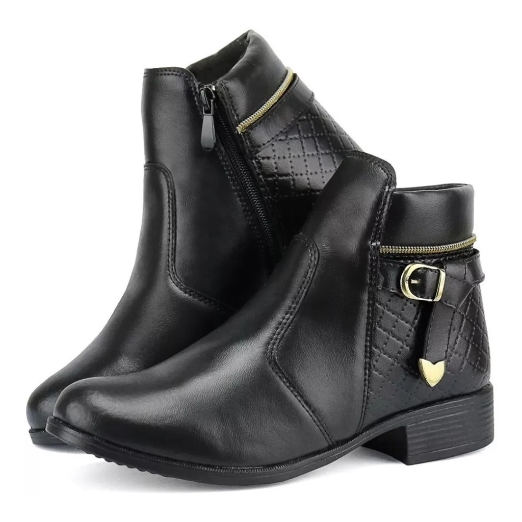 Botas Feminina Coturno Cano Baixo Couro Delicada | Shopee Brasil
