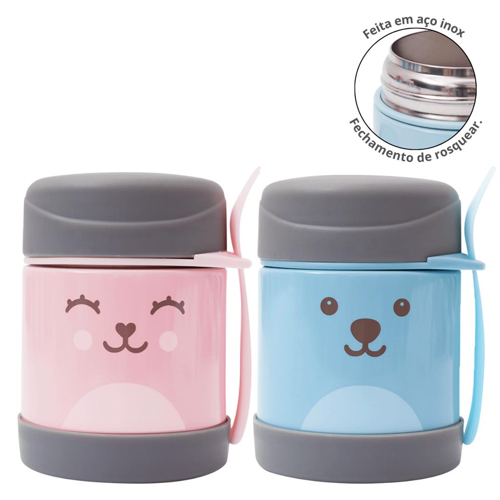 Pote Termico Infantil Mantem Temperatura Aco Inox c/ Talher - Buba ...
