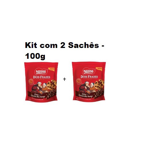 Kit 2 Pacotes Chocolate Nestlé Dois Frades em Gotas Meio Amargo - 100g ...