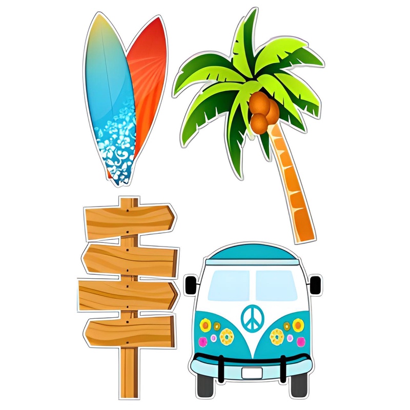 Topo De Bolo Topper PRAIA E SURF Cortado Colado Personalizado | Shopee ...