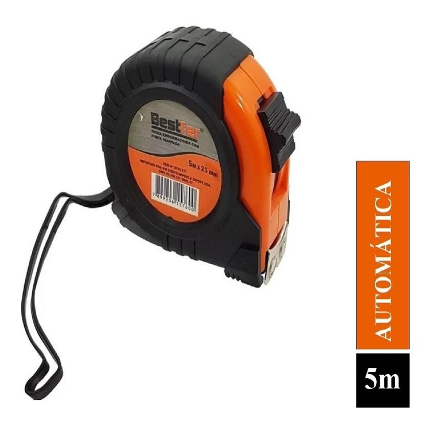 Trena 5 Metros Automatica Emborrachada Profissional Em Aco | Shopee Brasil
