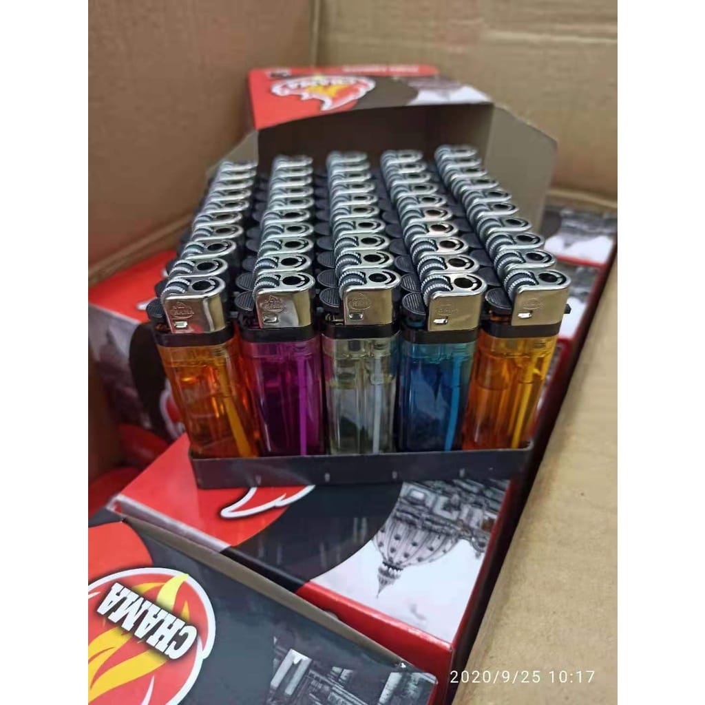 50 UNIDADES Isqueiro Transparente Chama Ajustável Baratinho Varias ...