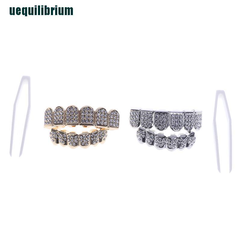 [6 Dentes Grillz Hip Hop Joker Diamond Top Bottom Teeth Caps Festa ...