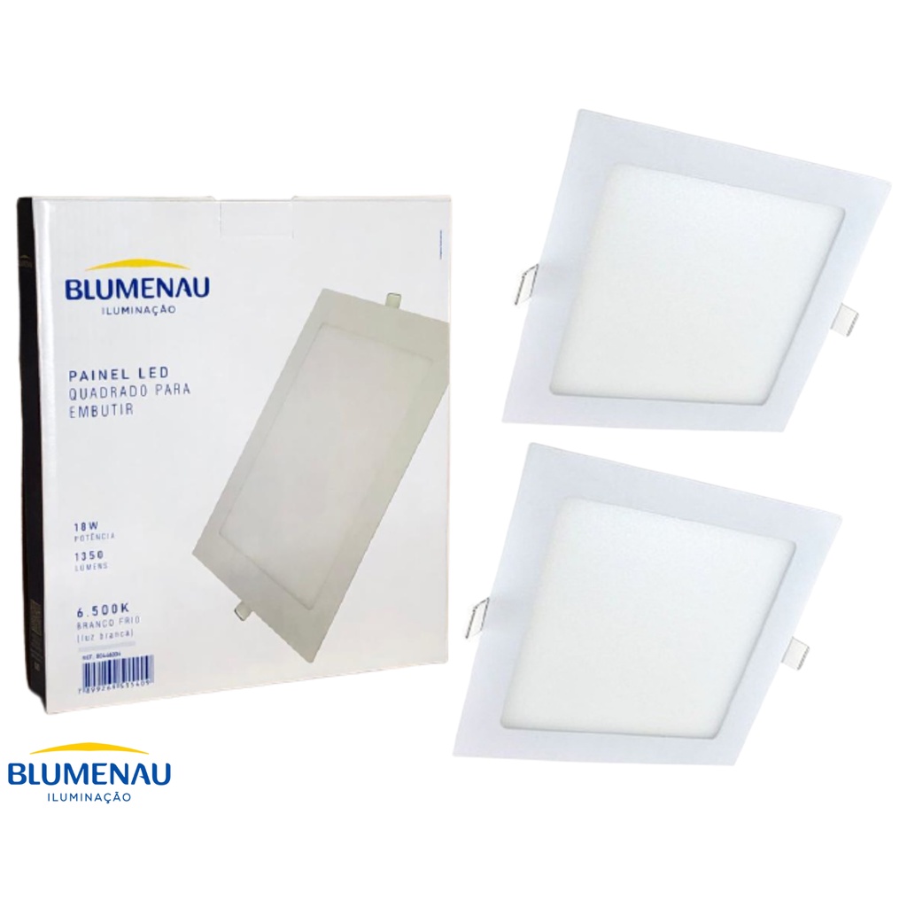 Painel Led 18w Embutir Quadrado 6500K Branco Frio Bivolt - Blumenau Kit 02unid | Shopee Brasil