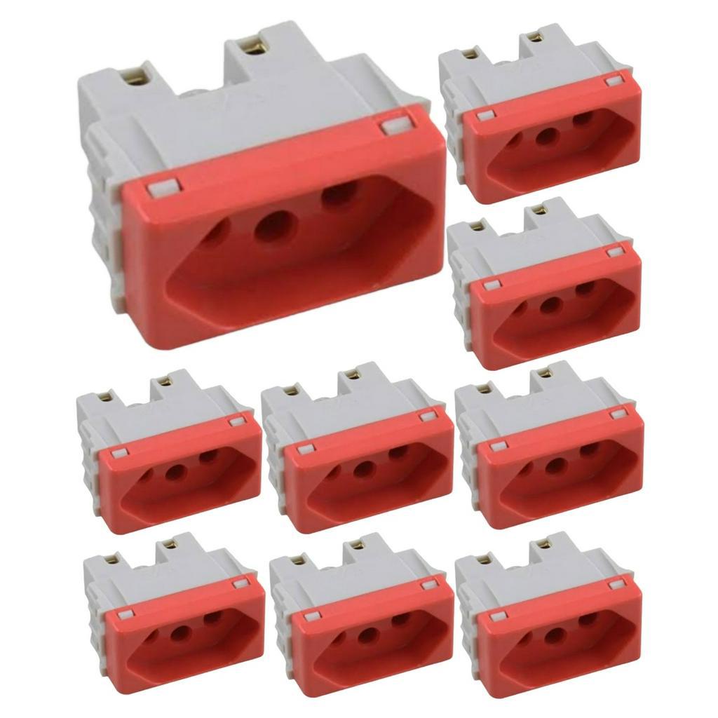 Kit 10 Modulo Tomada Simples 20A Vermelho Tramontina Li Só Encaixar | Shopee Brasil