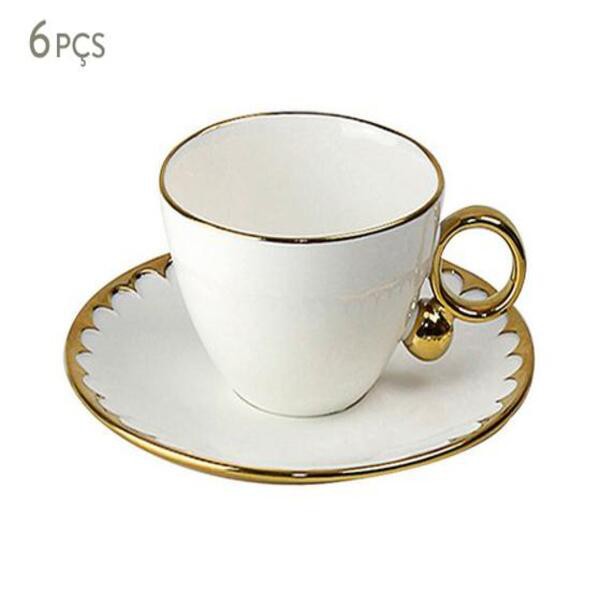 Jogo 6 Xícaras Para Chá De Porcelana Com Pires Egg 3784 200ml Wolff | Shopee Brasil