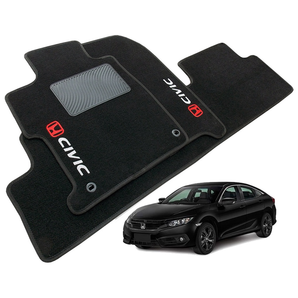 Tapete De Carpete Honda Civic 2012 2013 2014 2015 2016 Cinza - Faz a Boa!