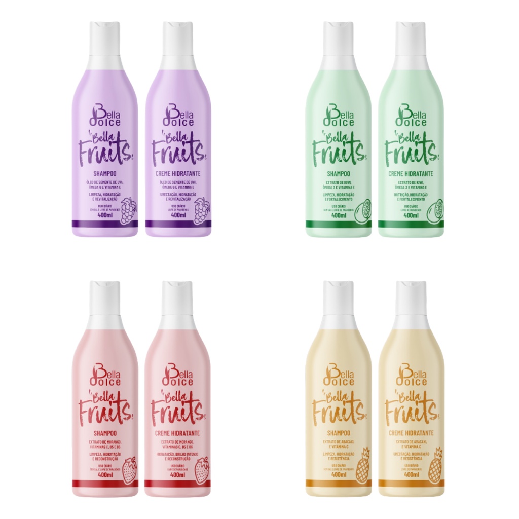 Kit Shampoo e Condicionador de Tratamento Hidratante de Frutas 400ml ...