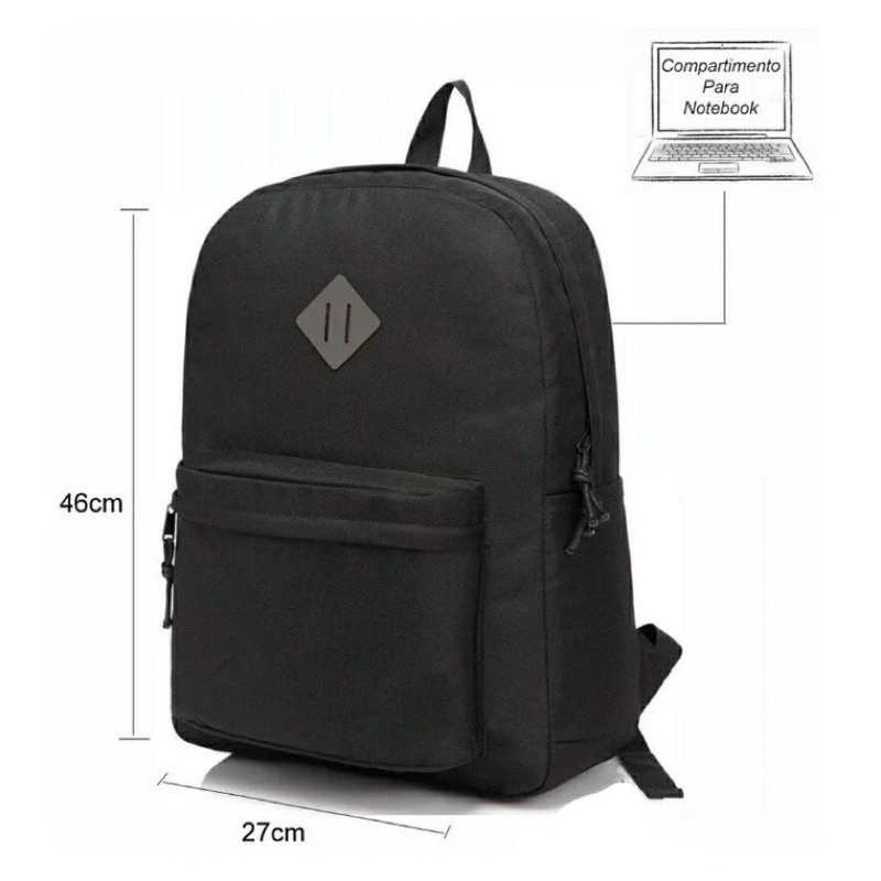 Mochila Escolar Preta Resisitente divisória notebook unissex | Shopee ...