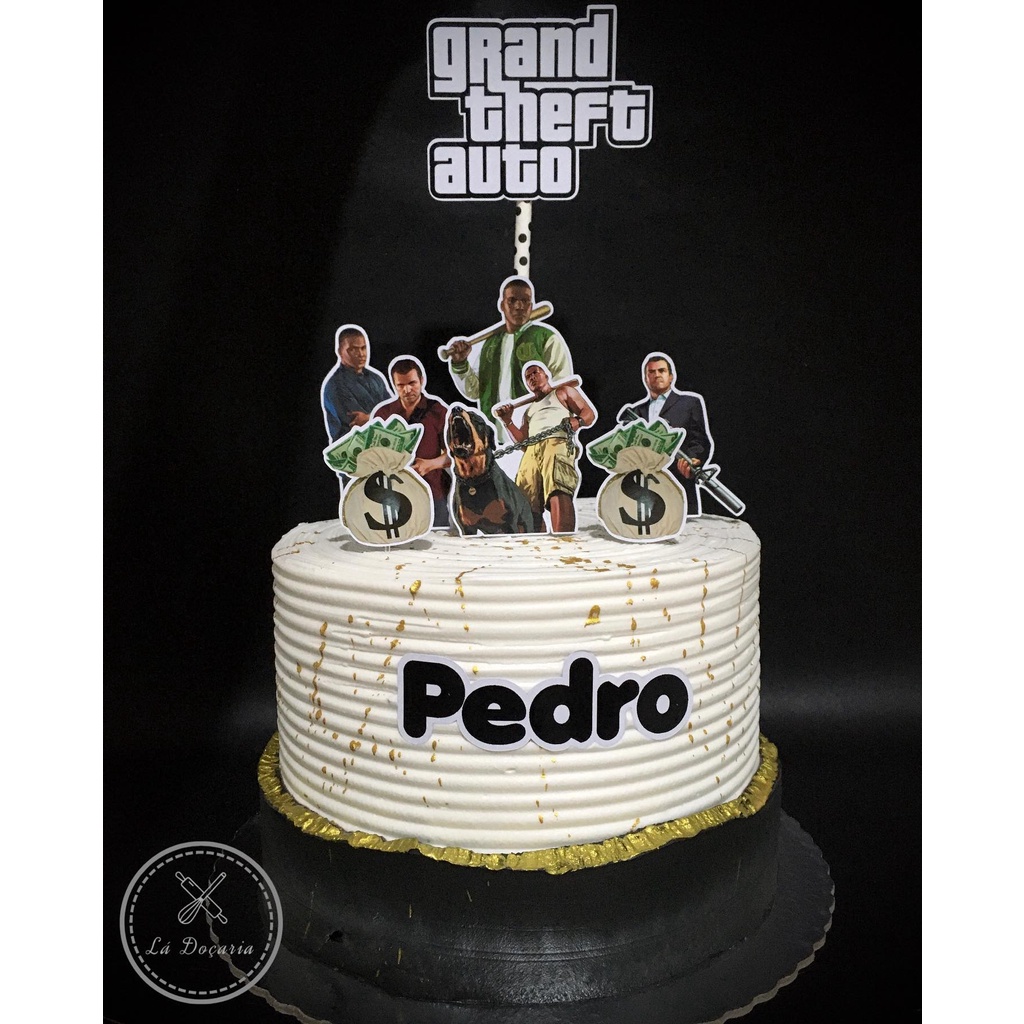 Topo de bolo personalizado, tema: GTA | Shopee Brasil