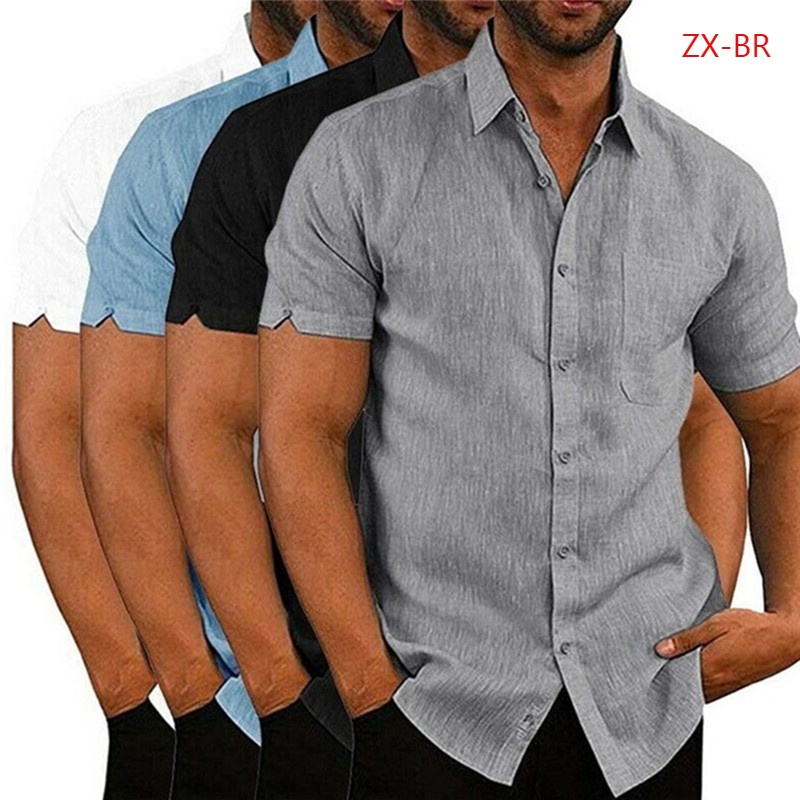 Camisa Cinza De Linho Para Masculino / Do Vintage | Shopee Brasil