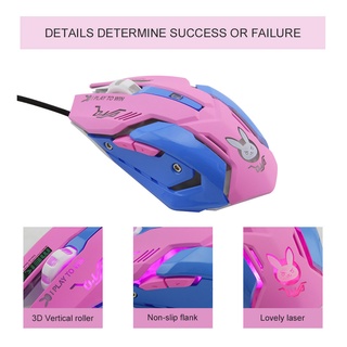 Mouse Gamer Com Fio Rosa Silencioso Ergon Mico Led Usb Menina Fofo Jogo Do Jogo Muose Para ...