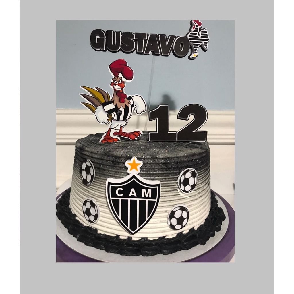 Topo De Bolo Personalizado Atlético Mineiro Galo 1 - 3d/camadinhas ...