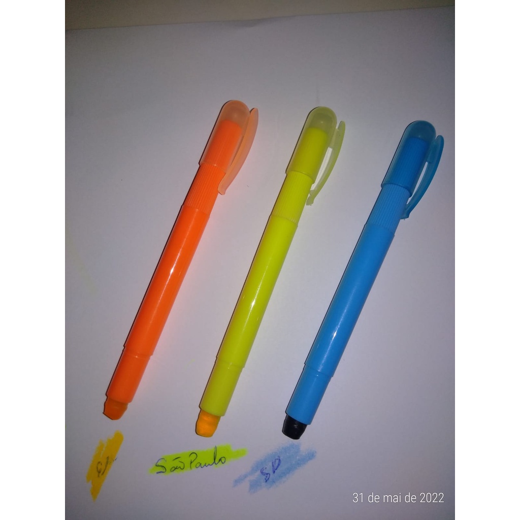 Marcador de Texto em Gel Não Resseca São 03 Pçs em 03 Cores diferentes ...