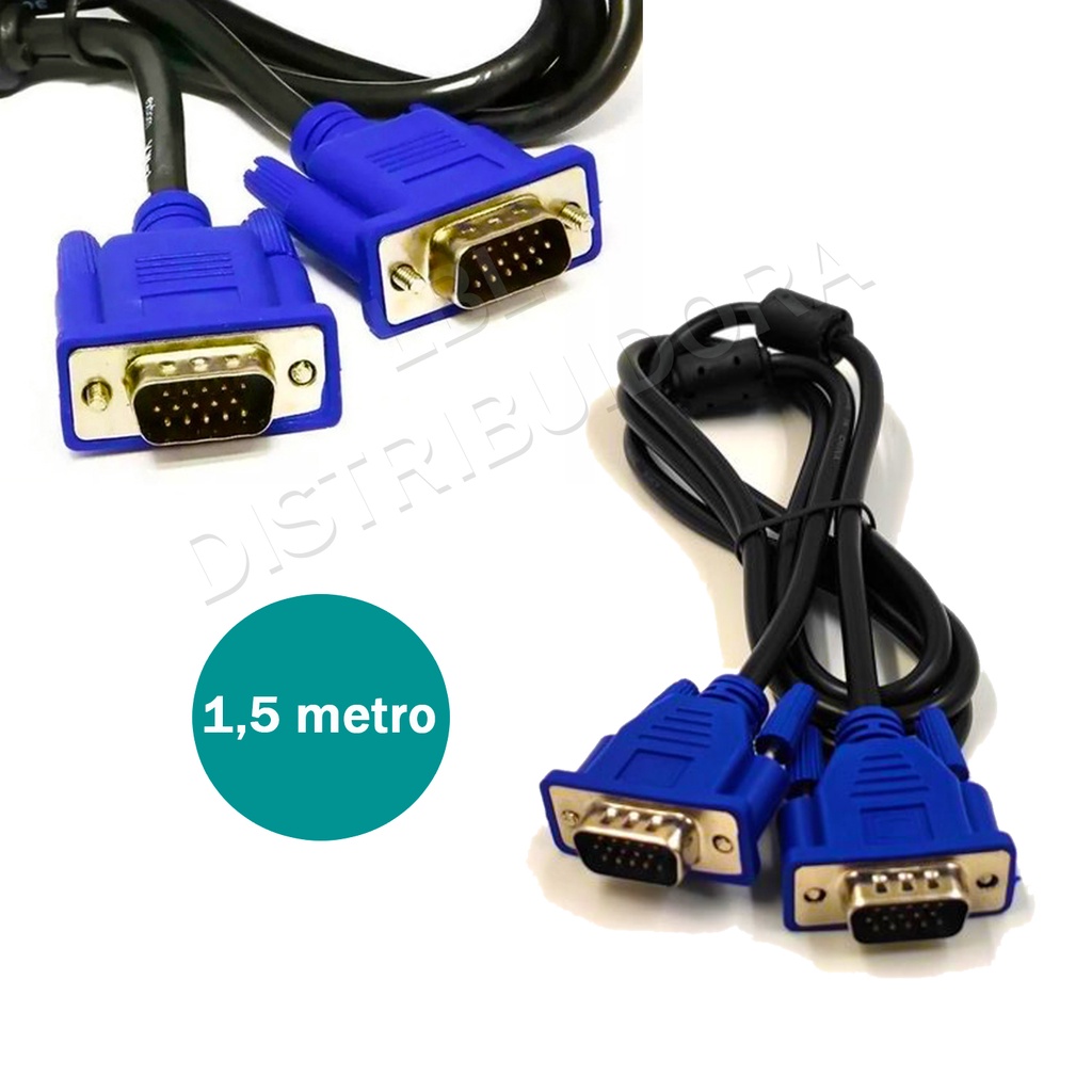 Cabo Vga P Monitor Lcd Pc Tv Led Projetor 1,5 Metros | Shopee Brasil