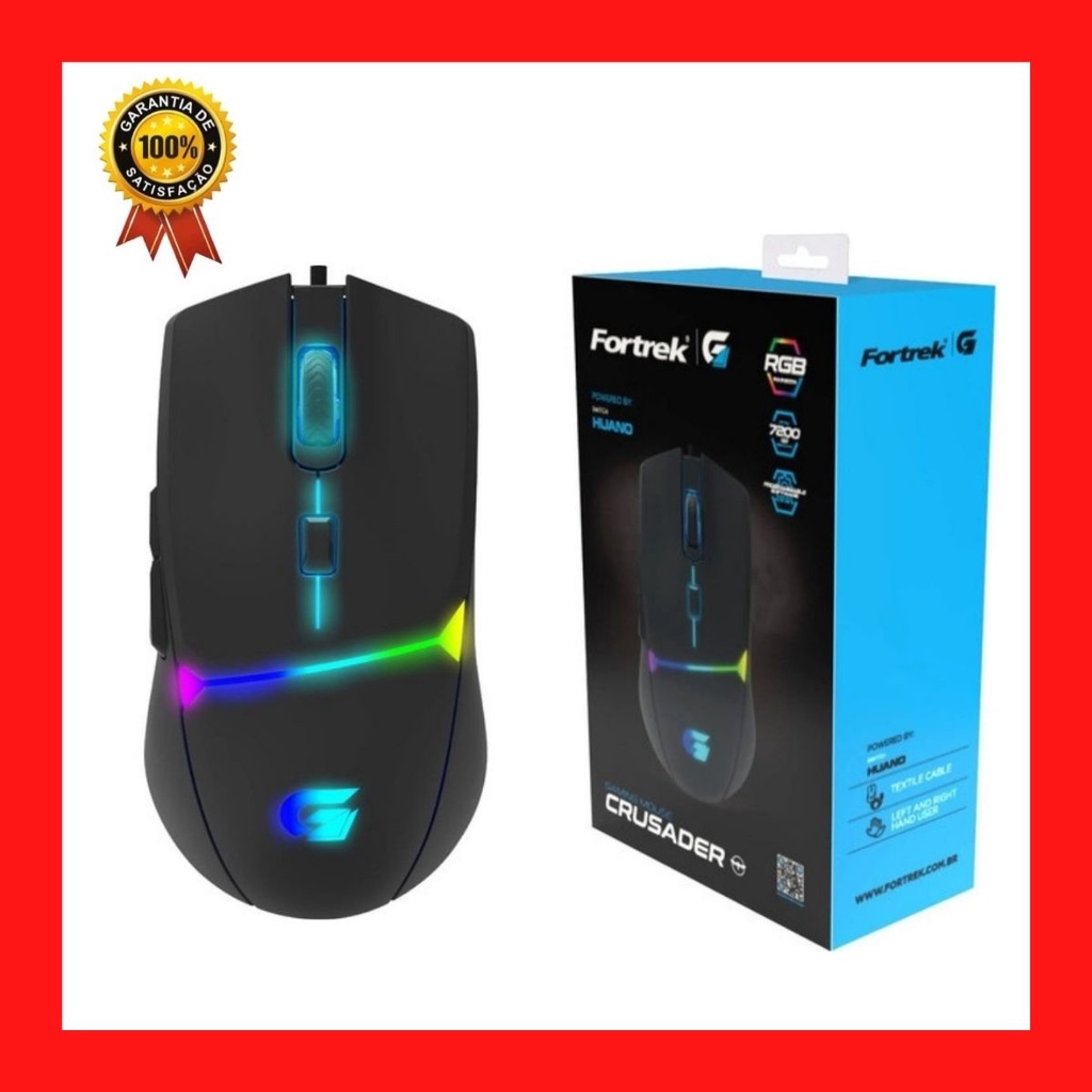 Mouse Gamer Ergonômico Original Crusader Led Rgb Usb Com Fio Ps3 Ps4 ...