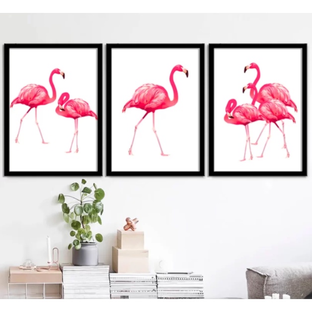 Quadros decorativos para sua sala ou quarto grande 1,26x0,60 Flamingos ...