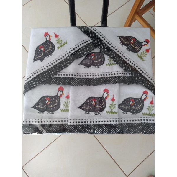 Semaninha Galinha Angola Kit 7 panos de prato Sacaria 100% Algodão com ...