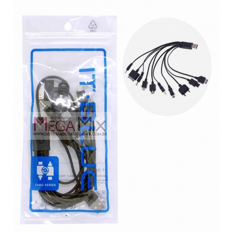 Cabo USB Multi Carregador Universal 10 Em 1 Envio Imediato | Shopee Brasil
