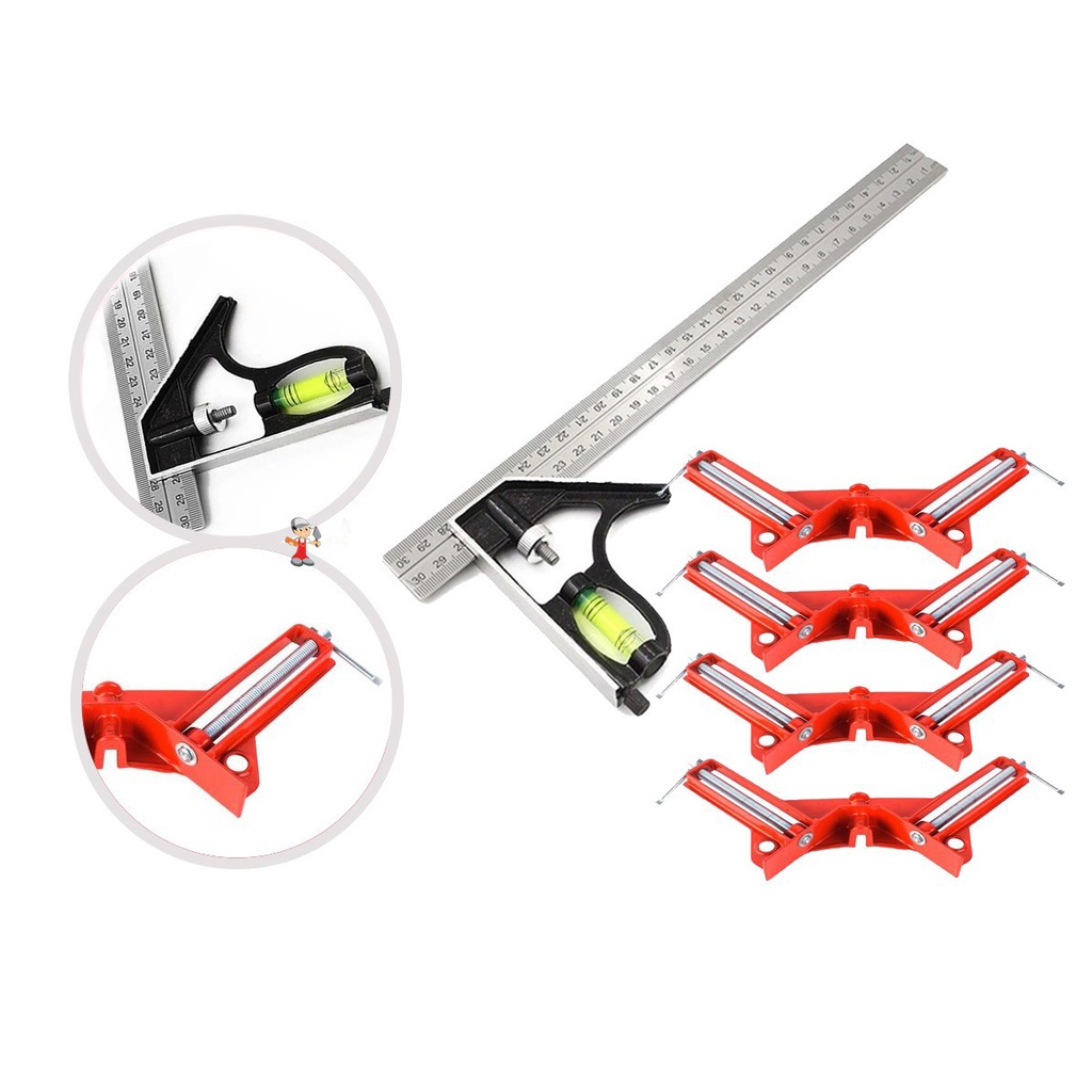 Esquadro Combinado Marceneiro/carpinteiro 12 Pol 300mm + 4 Sargento ...