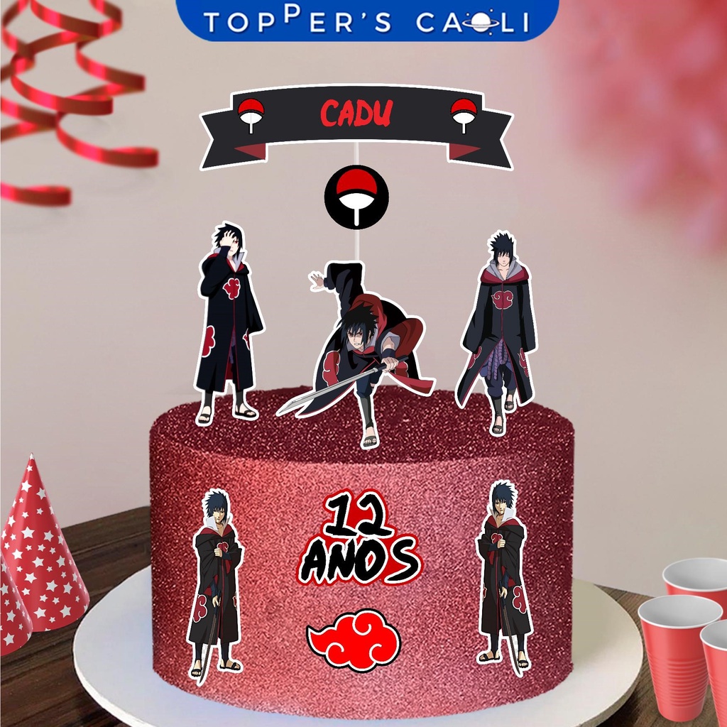 Topo de Bolo Sasuke Akatsuki (Topper Personalizado) Decoração Festa ...