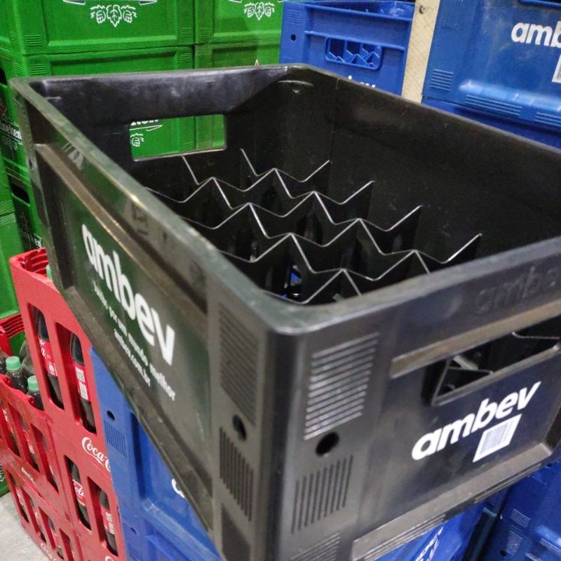 Engradado Caixa P/24 garrafas de 300ml (PRETO), Romarinho Ambev, USADO ...