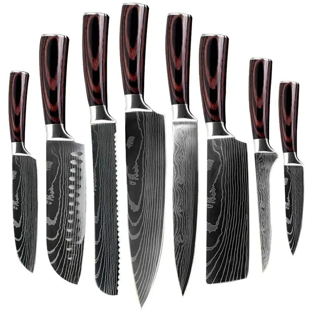 Faca Profissional Xituo 8 Peças Padrão Damasco Chef | Shopee Brasil