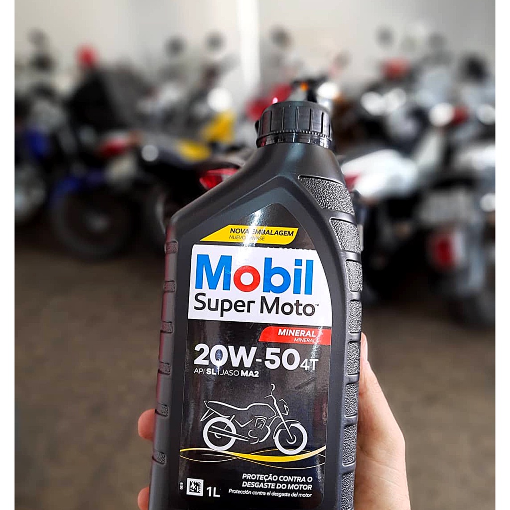 Óleo Lubrificante Motor Moto Mobil Super 20w50 4t Api Sl 1l | Shopee Brasil