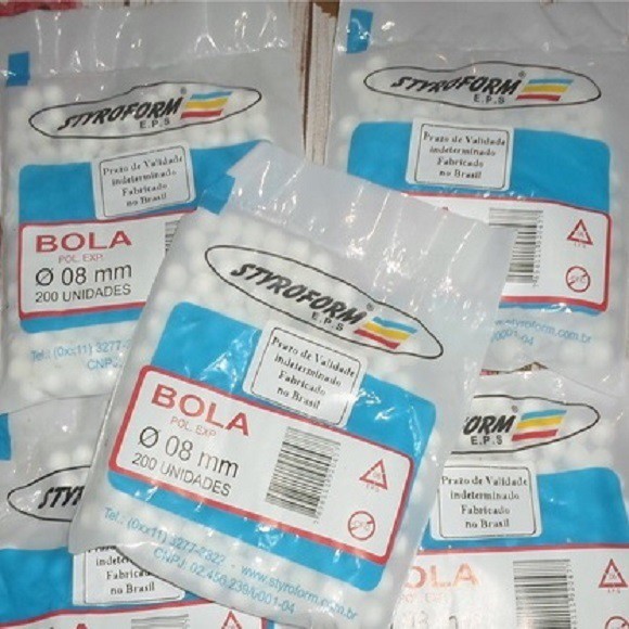 Bola de ISOPOR 08mm c/200 unid - (Eps) Styroform | Shopee Brasil
