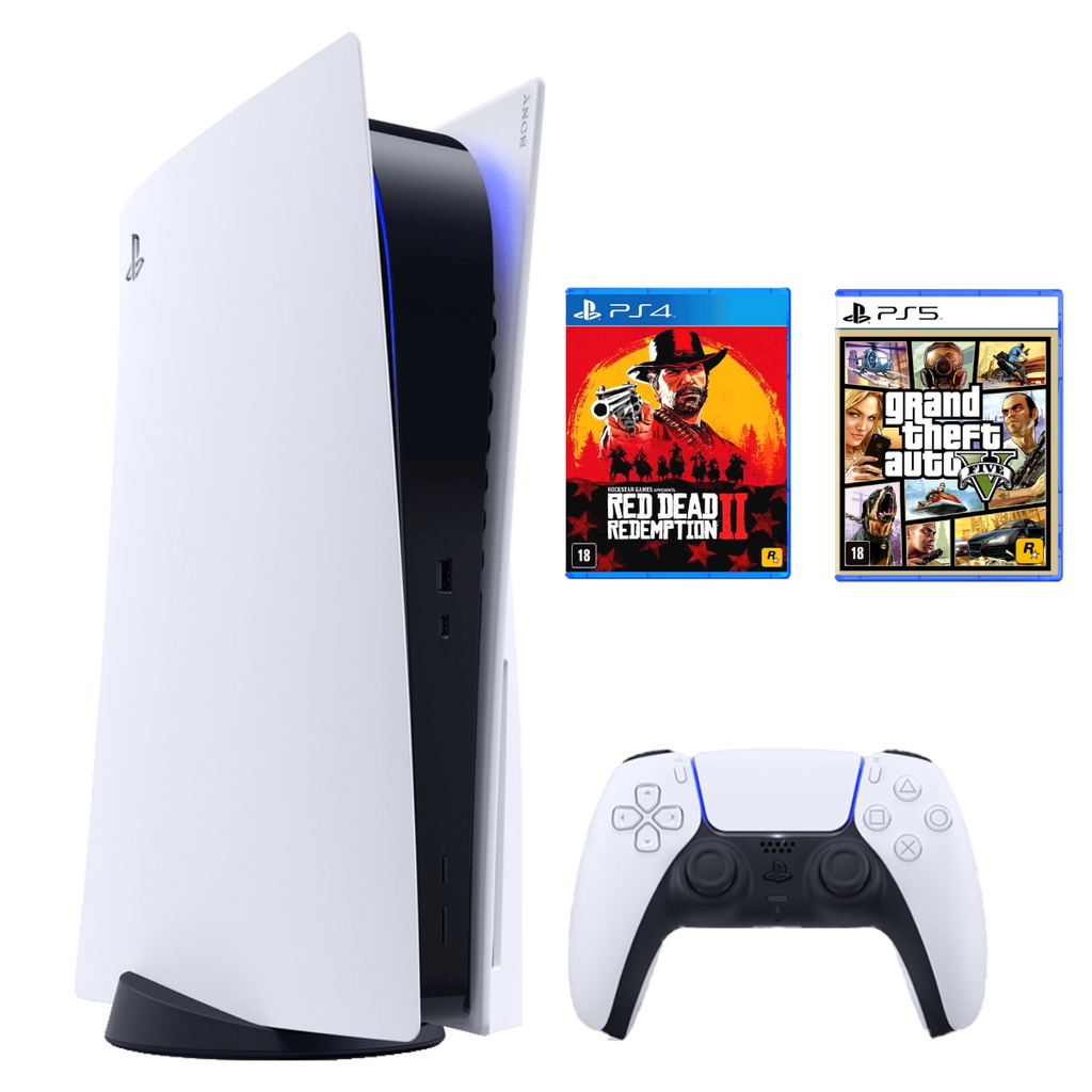 Console Playstation 5 + GTA V + Red Dead Redemption 2 | Shopee Brasil
