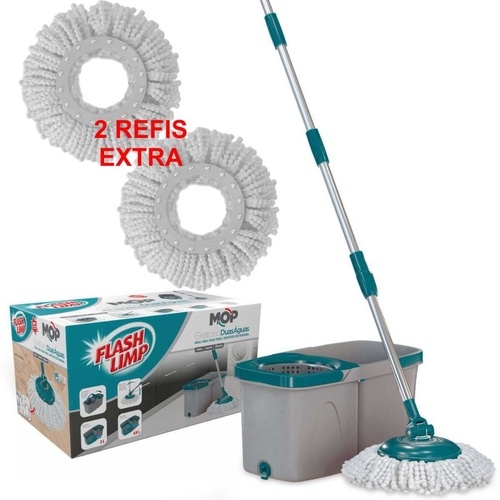 Kit Mop Duas Aguas Fit Esfregão Microfibra Cesto Pro Inox Flash Limp ...