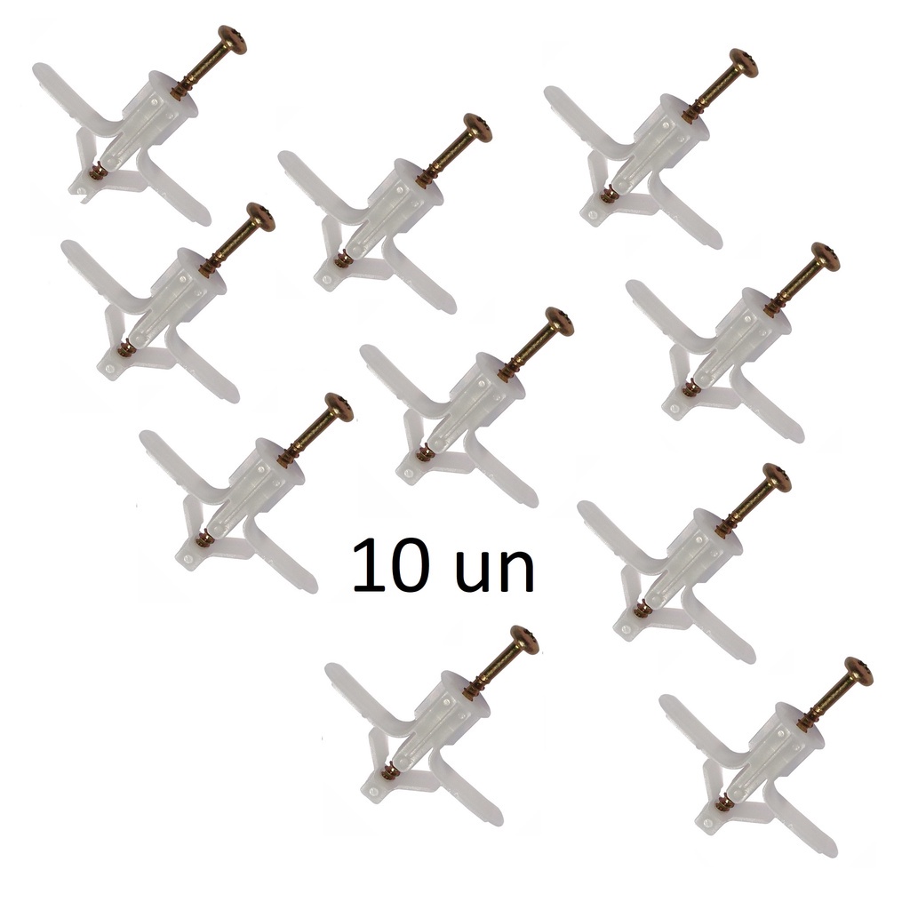 KIT 10 BUCHA(S) NYLON FROG PARA DRYWALL C/ PARAFUSO CABEÇA CHATA 6MM ...