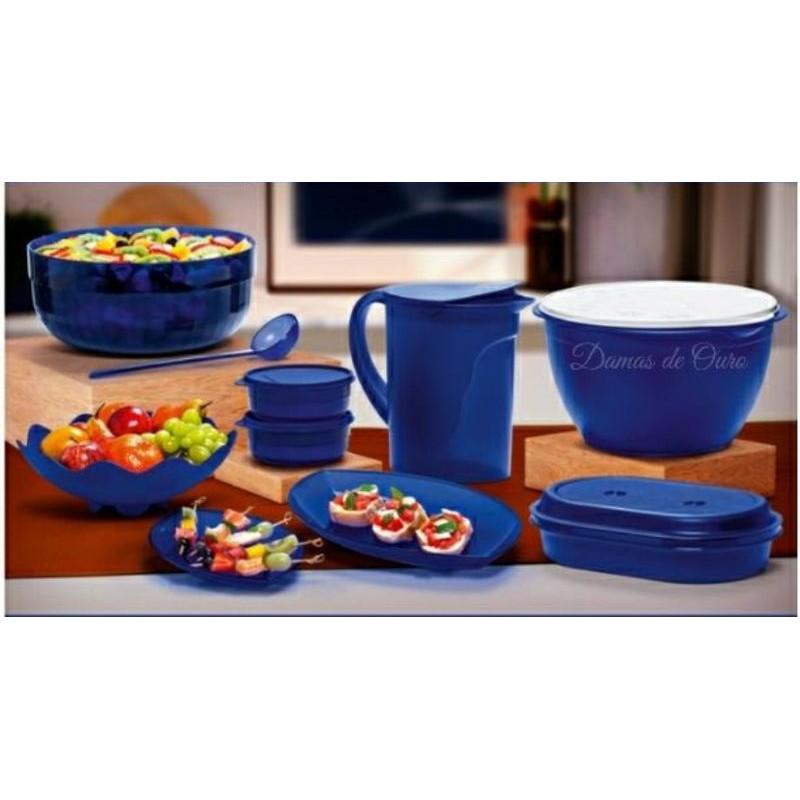 Tupperware Kit Luxo Azul 10 peças + Brinde | Shopee Brasil