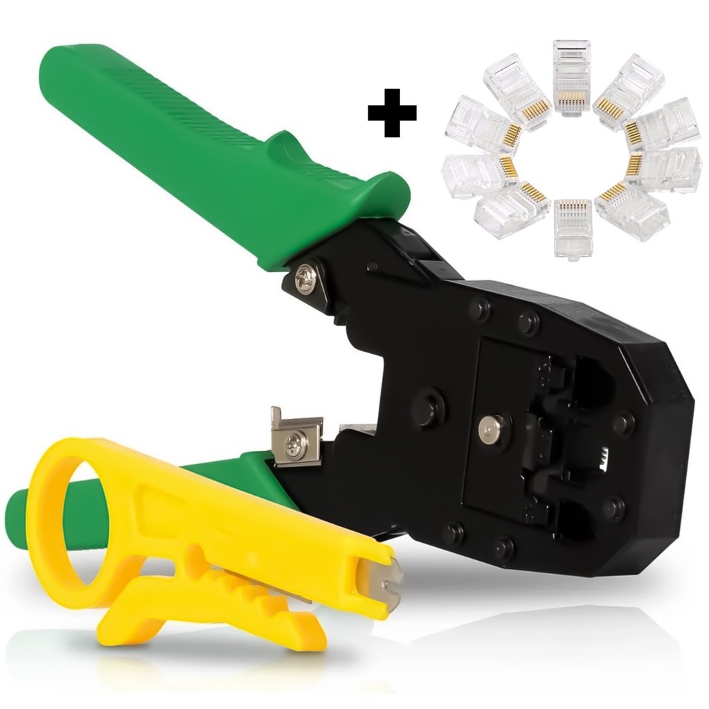 Alicate Crimpar Rj45 Cabo De Rede Crimpador Desencapar Corte 10 Plugs ...