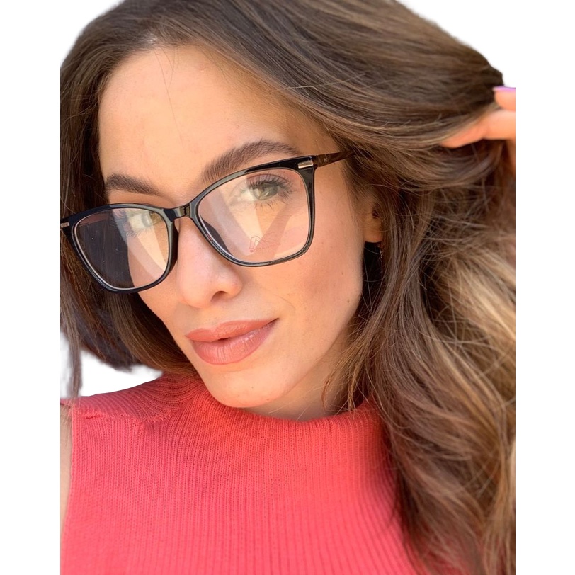Armação Óculos Grau Retangular Feminino Acetato Resistente Tamanho 54 ...