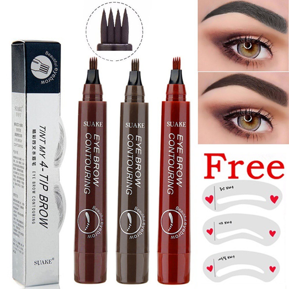 5 Colors 4 Fork Tip Eyebrow Pencil 3D Microblading Eyebrow Pen ...
