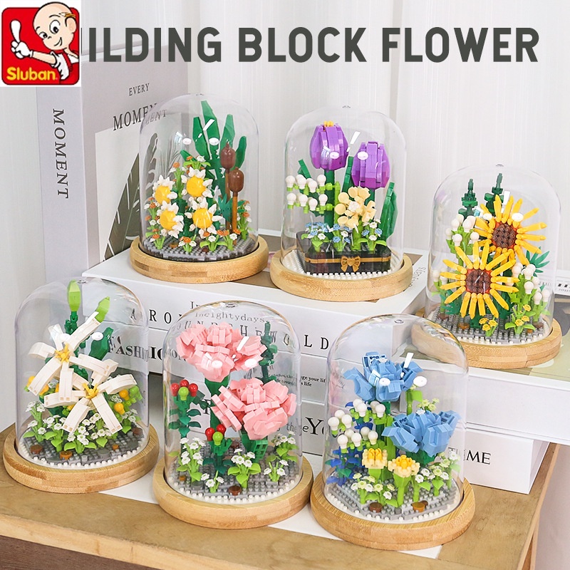 Sluban Lego bouquet Lírio Cravo Girassol Tulipa Margarida Flor Modelo ...
